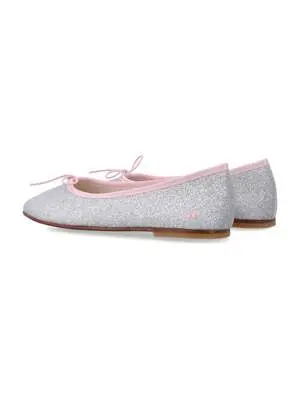 Bonpoint Glitter Ballerina Flats With Bow Detailing