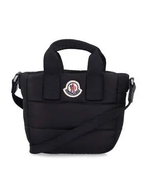 Moncler Quilted Technical Fabric Bag With Logo Patch - Nero