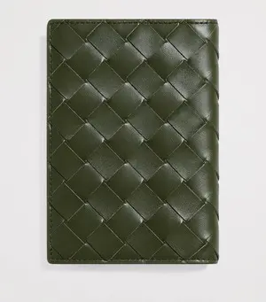 Bottega Veneta Leather Intrecciato Passport Holder - Green