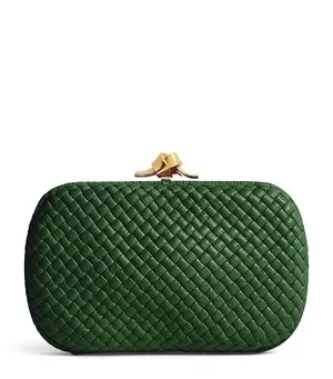 Bottega Veneta Leather Knot Minaudiere Clutch Bag - Green