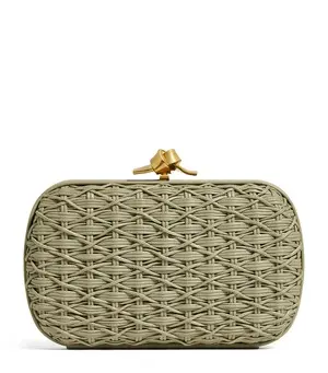 Bottega Veneta Leather Knot Minaudiere Clutch Bag - Grey