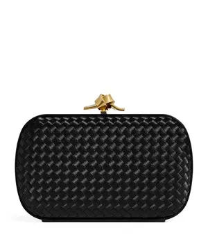 Bottega Veneta Satin Knot Minaudiere Clutch Bag - Black