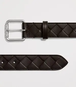 Bottega Veneta Leather Intrecciato Buckle Belt