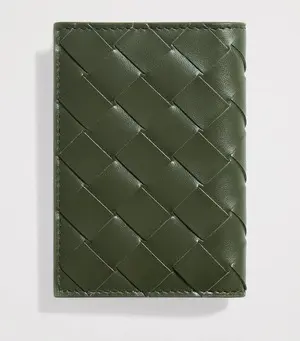 Bottega Veneta Leather Intrecciato Flap Card Case
