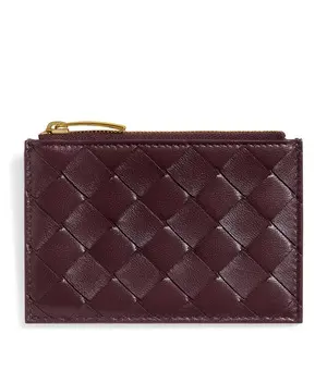 Bottega Veneta Leather Zipped Card Case - Red