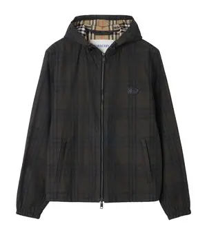 Burberry Checked Hooded Zip-up Jacket
