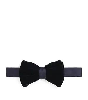 Giorgio Armani Velvet Bow Tie - Blue