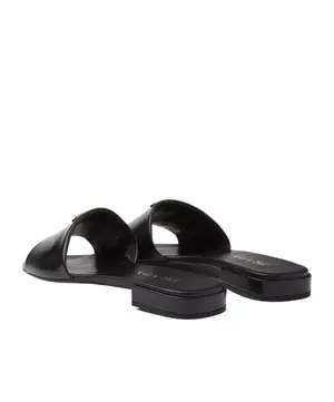 Prada Logo Plaque Open Toe Slides