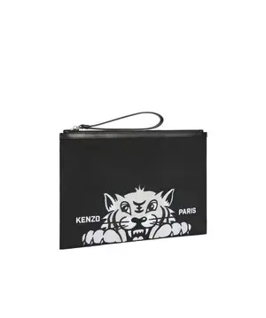 Kenzo Varsity Zipped Clutch Bag With Tiger Pattern