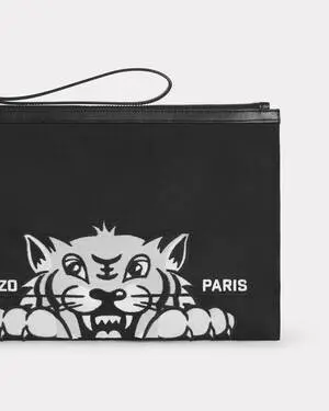 Kenzo Varsity Zipped Clutch Bag With Tiger Pattern