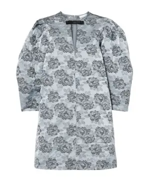 GANNI Floral Jacquard Minidress - Gray