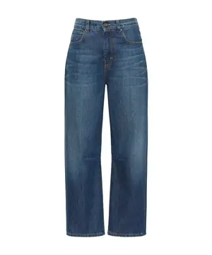 Max Mara Jeans Barrel Leg In Denim Blu
