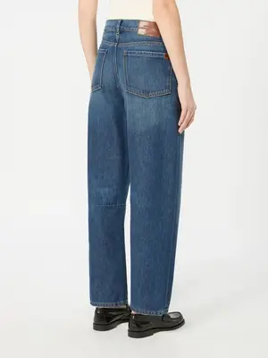Max Mara Jeans Barrel Leg In Denim Blu