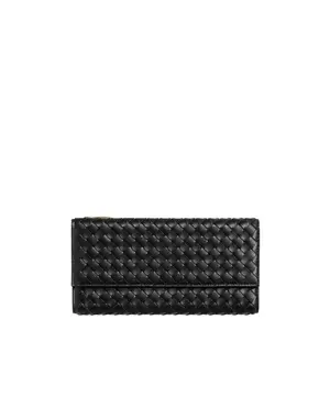 Bottega Veneta Intrecciato Piccolo Long Wallet With Flap