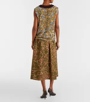 Dries Van Noten Floral Cotton Midi Skirt
