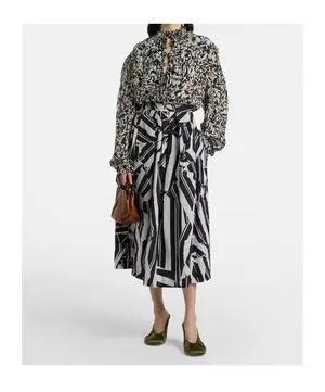Dries Van Noten Printed Cotton Midi Skirt