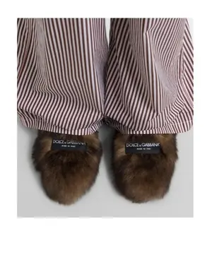 Dolce & Gabbana Logo Suede-trimmed Shearling Mules