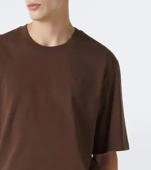 AMI Paris Cotton Jersey T-shirt - Brown