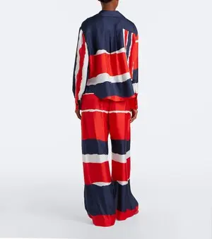 Loewe Printed Silk Twill Wide-leg Pants - Red