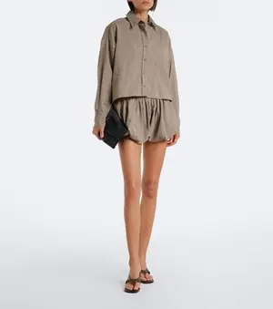 THE FRANKIE SHOP Alina Checked Wool-blend Shorts - Beige