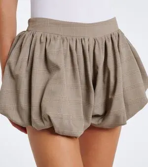 THE FRANKIE SHOP Alina Checked Wool-blend Shorts - Beige