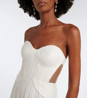 MARIA LUCIA HOHAN Kamina Cutout Silk Tulle Bustier Gown - White