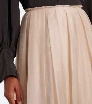 Vince Layered Pleated Midi Skirt
