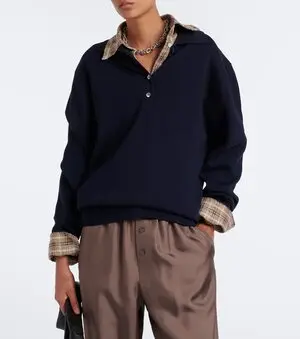 RÓHE Merino Wool Polo Sweater - Blue