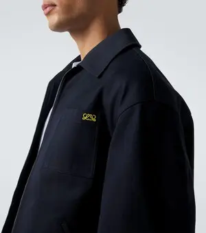 Loewe Logo Embroidered Cotton Zip-up Jacket - Blue