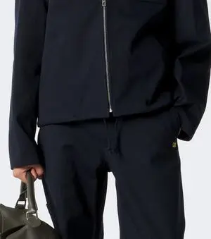 Loewe Logo Embroidered Cotton Zip-up Jacket - Blue