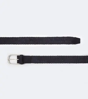 Canali Braided Suede Belt - Blue