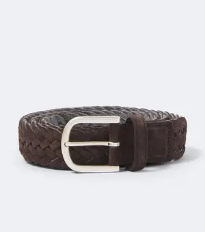 Canali Braided Suede Belt - Brown