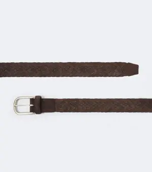 Canali Braided Suede Belt - Brown