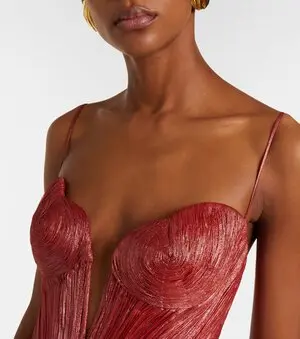 MARIA LUCIA HOHAN Cecilia Draped Silk Muslin Bustier Gown - Orange