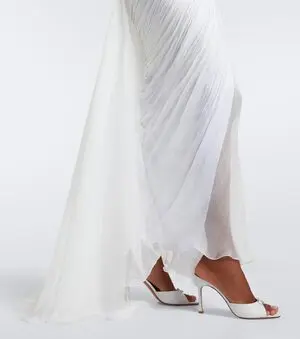 MARIA LUCIA HOHAN Cecilia Draped Silk Muslin Bustier Gown - White