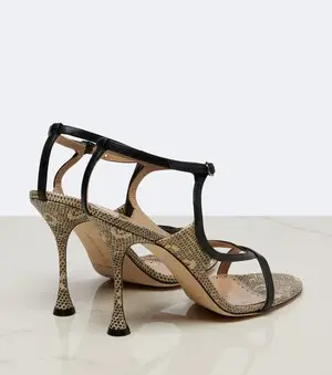 Manolo Blahnik Tibula Snake-effect Leather Sandals