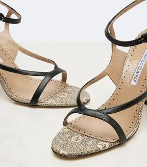 Manolo Blahnik Tibula Snake-effect Leather Sandals