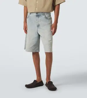 Loewe Anagram Faded Denim Bermuda Shorts - Blue