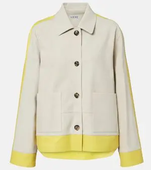 Loewe Suede Zip-up Jacket With Leather Trim - Beige