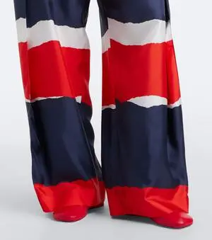 Loewe Printed Silk Twill Wide-leg Pants