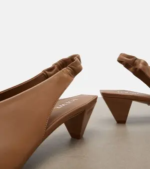Loewe Origami Leather Slingback Pumps - Brown