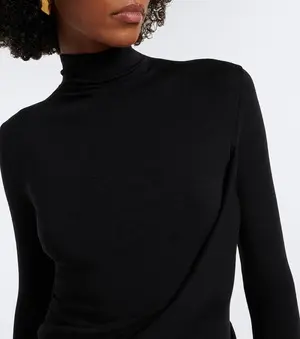 MUGLER Draped Wool-blend Jersey Midi Dress