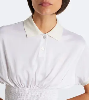 Gucci Shirred Silk Polo Top