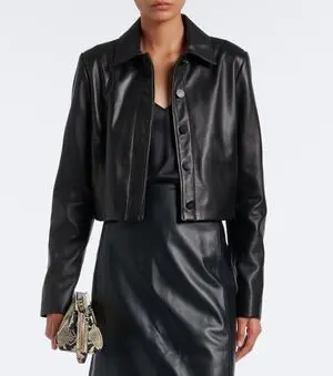 Vince Cropped Leather Jacket