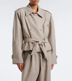 THE FRANKIE SHOP Melange Belted Wool Double-breasted Jacket