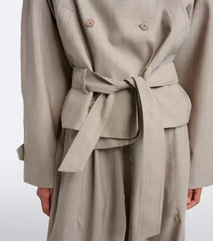 THE FRANKIE SHOP Melange Belted Wool Double-breasted Jacket
