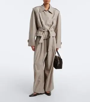 THE FRANKIE SHOP Melange Belted Wool Double-breasted Jacket
