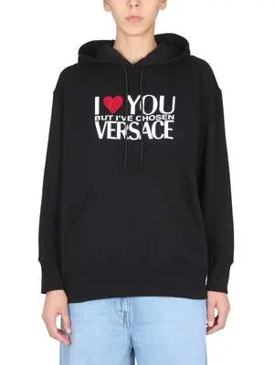 Versace I Love You" Logo Hoodie - Black