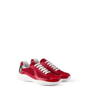Prada Patent Leather And Technical Fabric America's Cup Sneakers - Red