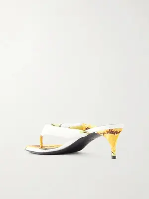 Alaïa Tong 55 Patent Leather-trimmed Sandals - Yellow